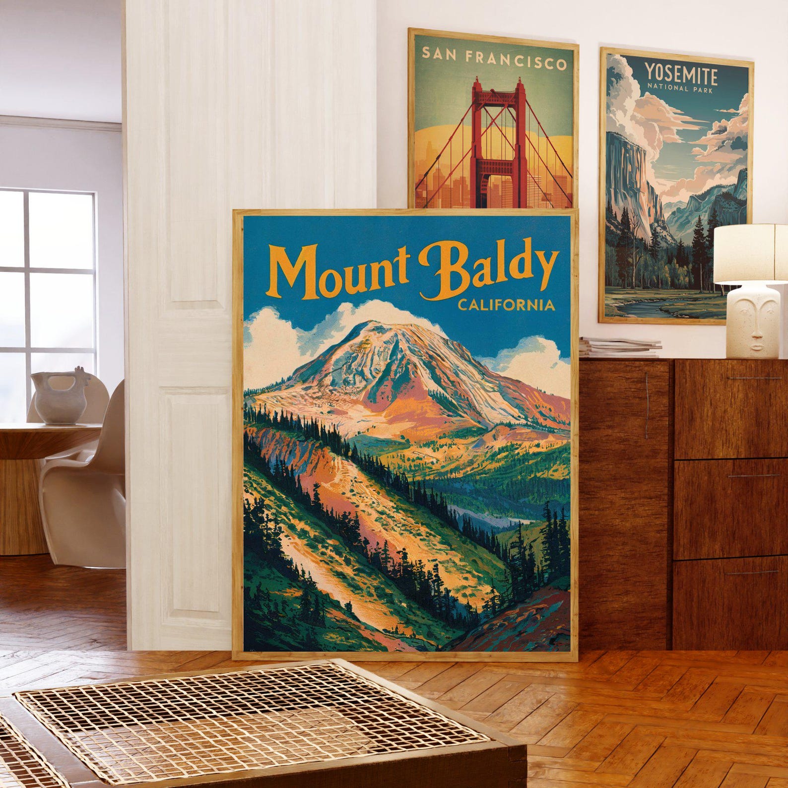 Mount Baldy Vintage Travel Poster - Mount Baldy Print, California Wall ...