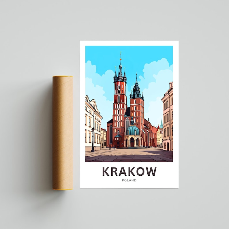 Krakow Travel Print - Krakow Poster, Poland Wall Art, Framed Present ...