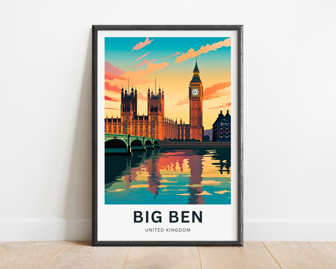 Big Ben Travel Print - Big Ben Poster, London Wall Art, Framed Present ...
