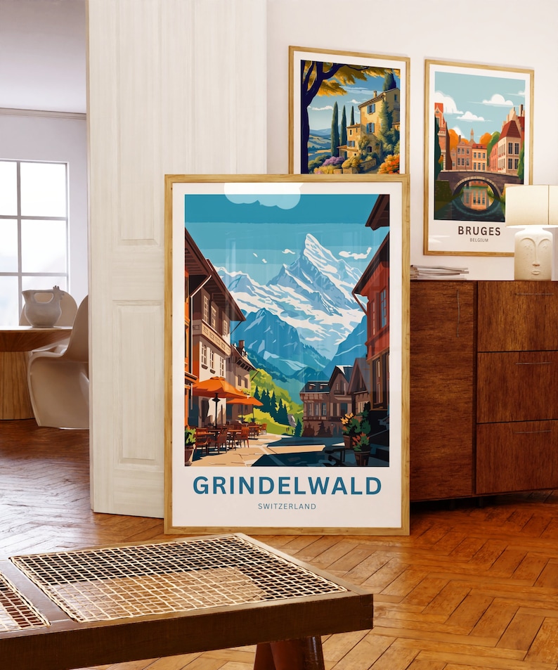 Grindelwald Travel Print - Grindelwald Poster, Switzerland Wall Art ...