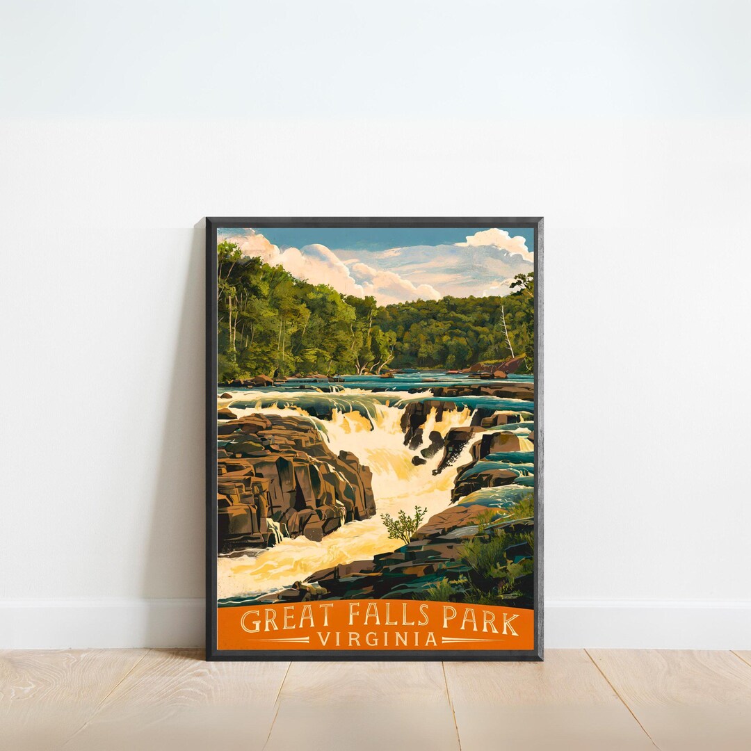Great Falls Park Vintage Travel Poster - Great Falls Park Print ...