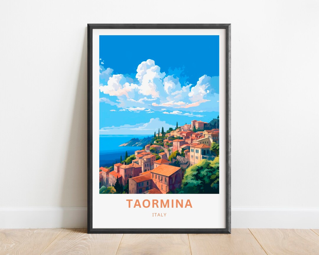 Taormina Travel Print Taormina Poster, Italy Wall Art, Framed Present ...