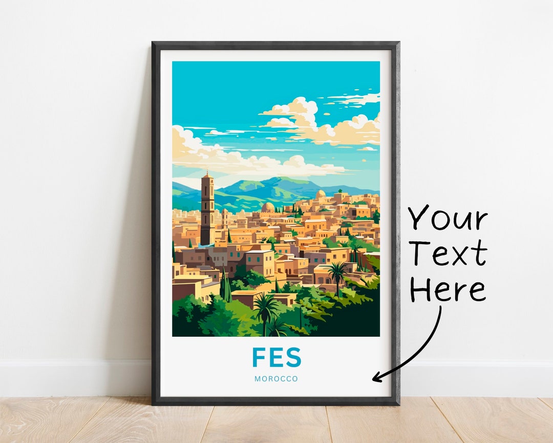 Personalized Fes Travel Print Fes Poster, Morocco Wall Art, Framed ...
