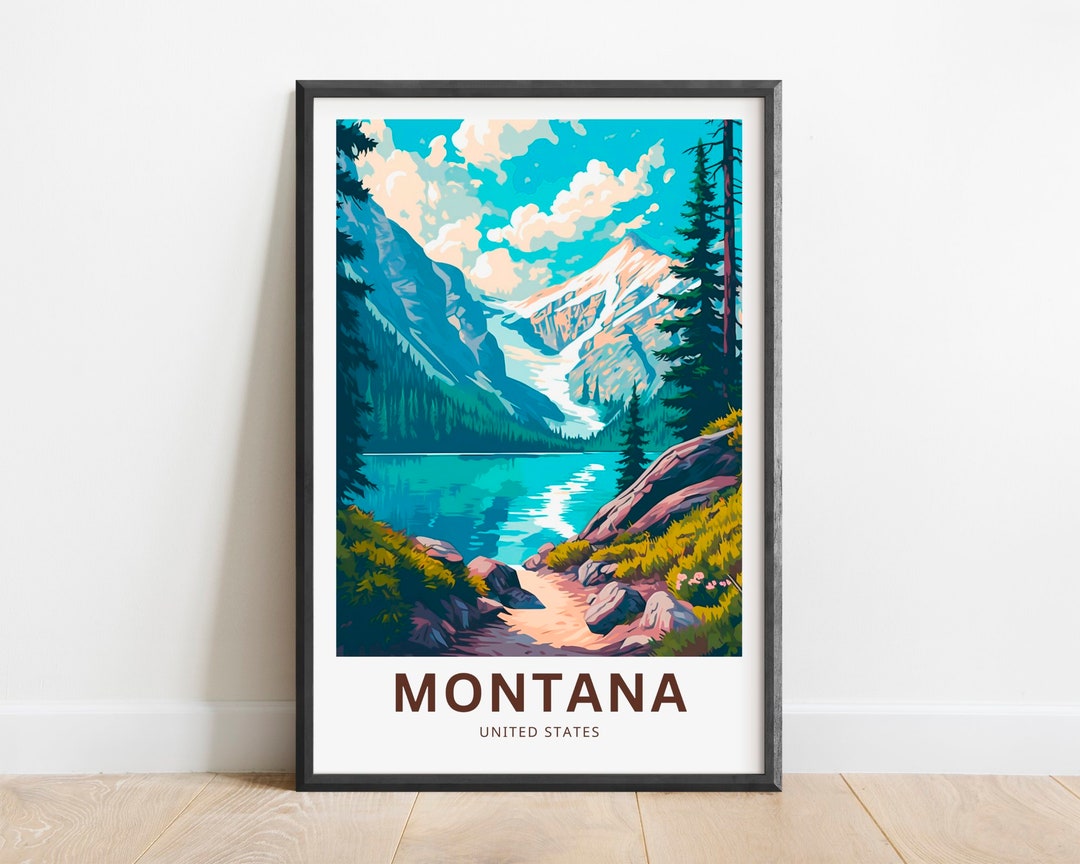 Montana Travel Print - Montana Poster, United States Wall Art, Framed ...