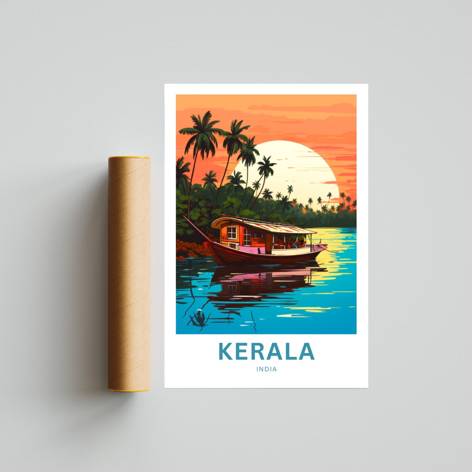 Kerala Travel Print - Kerala Poster, India Wall Art, Framed Present ...