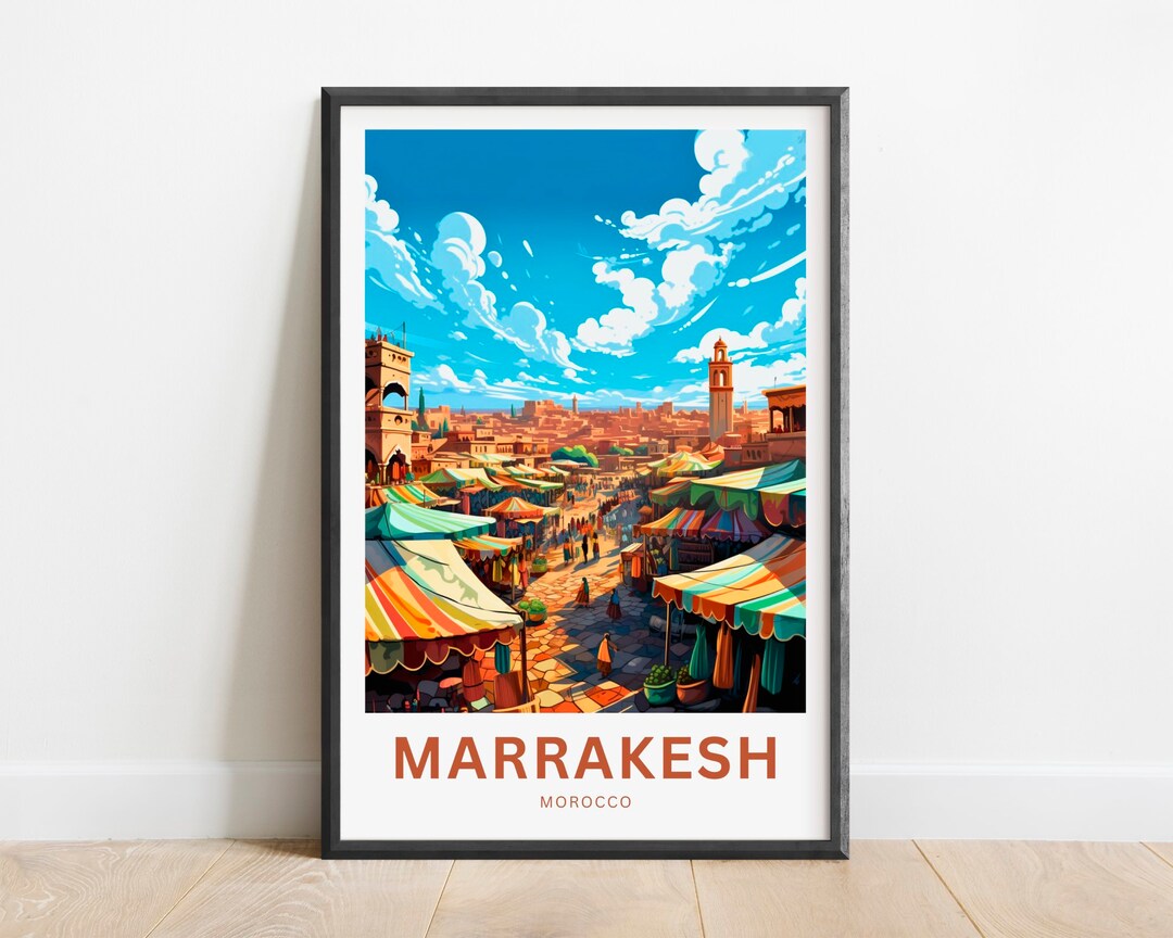 Marrakesh Travel Print - Marrakesh Poster, Morocco Wall Art, Framed ...