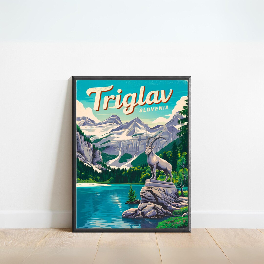 Triglav Vintage Travel Poster - Triglav Print, Slovenia Wall Art ...