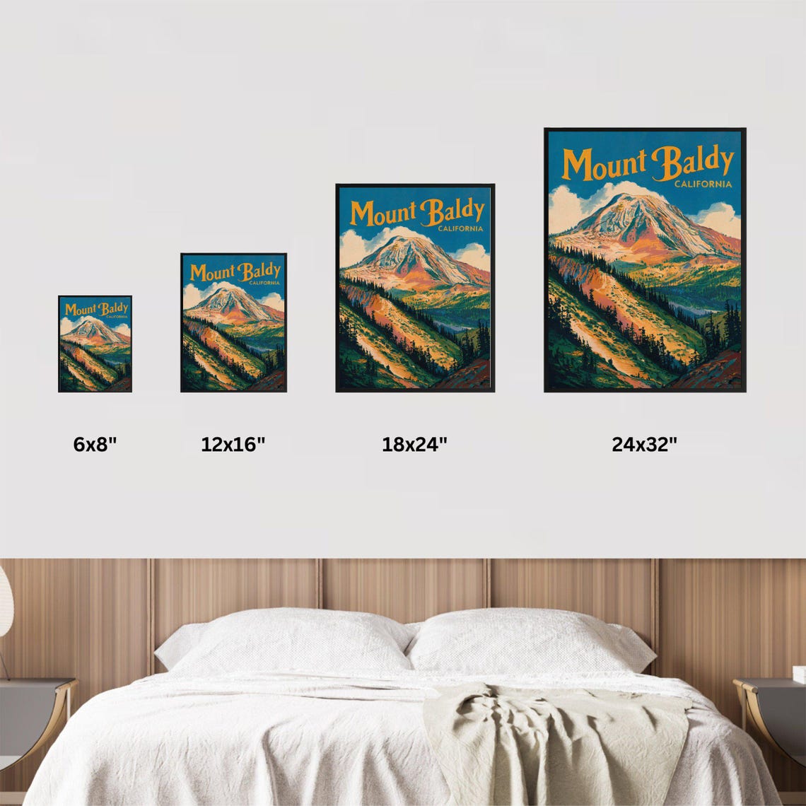 Mount Baldy Vintage Travel Poster - Mount Baldy Print, California Wall ...