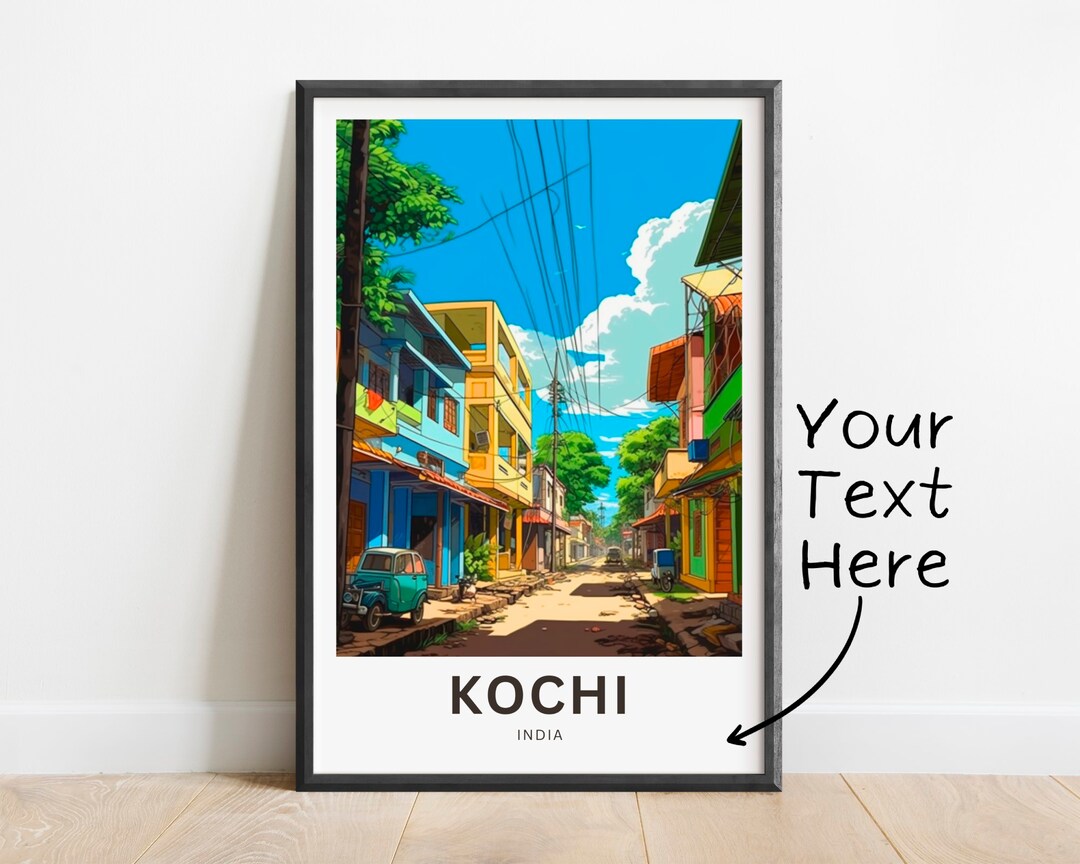 Personalized Kochi Travel Print - Kochi Poster, India Wall Art, Framed ...
