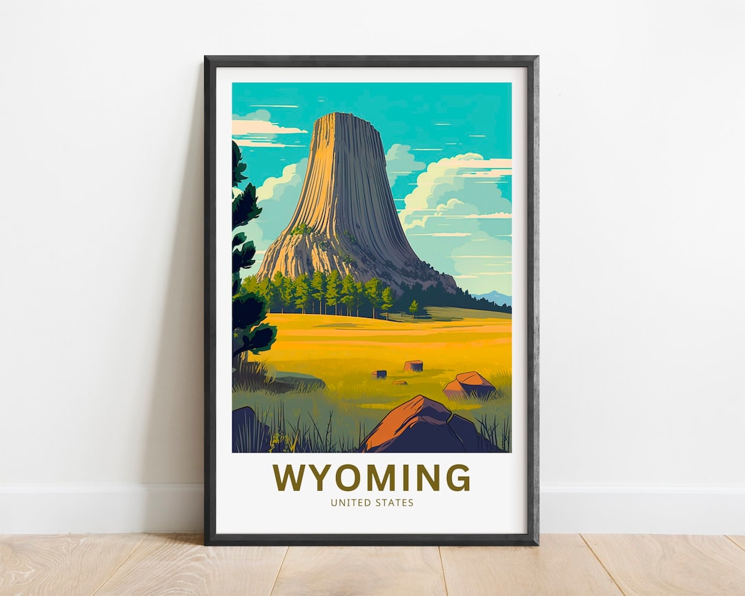 Wyoming Travel Print - Wyoming Poster, United States Wall Art, Framed ...