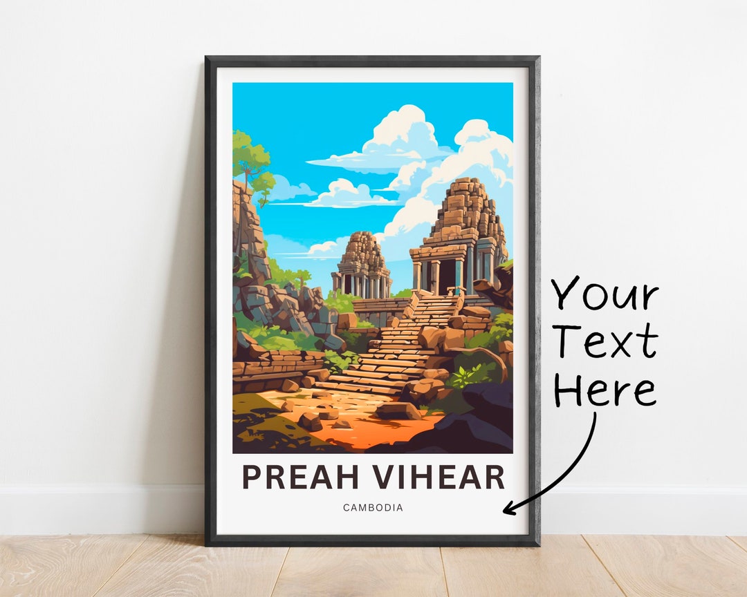 Personalized Preah Vihear Travel Print - Preah Vihear Poster, Cambodia ...