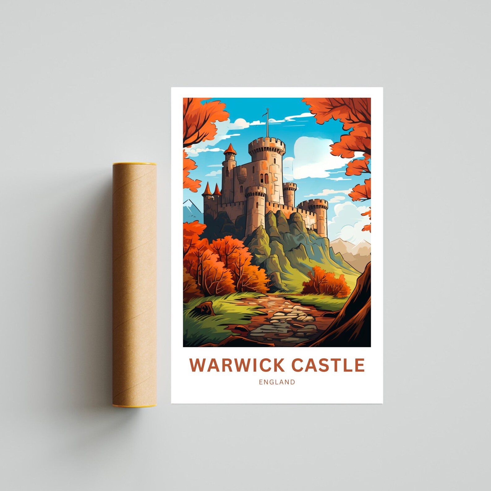 Warwick Castle Travel Print - Warwick Castle Lake Poster, England UK ...