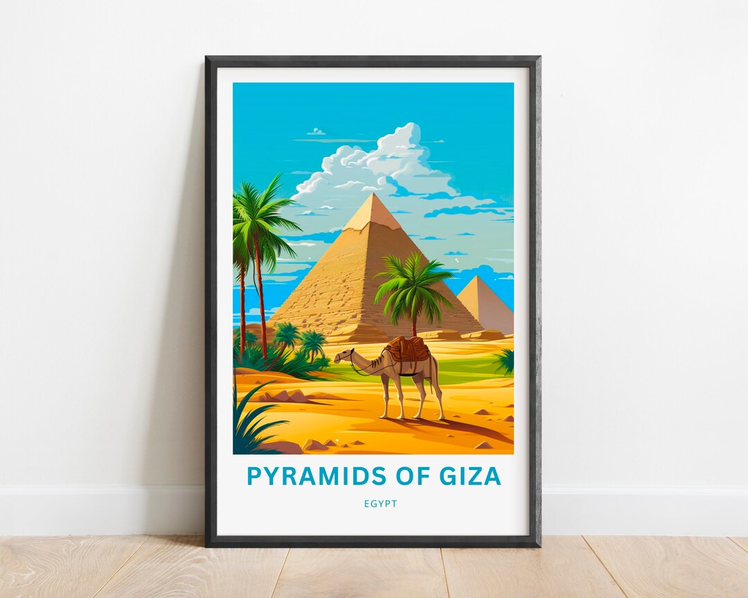 Pyramid of Giza Travel Print - Pyramid of Giza Poster, Egypt Wall Art ...