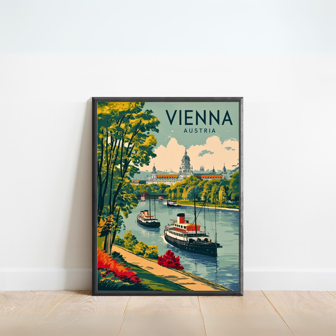 Vienna Vintage Travel Poster - Vienna Print, Austria Wall Art, Framed ...
