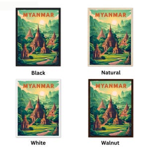 Myanmar Vintage Travel Poster - Myanmar Print, Asia Wall Art, Framed ...