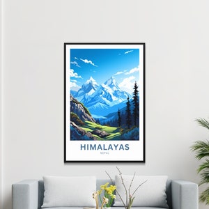 Himalayas Travel Print - Himalayas Poster, Nepal Wall Art, Framed ...