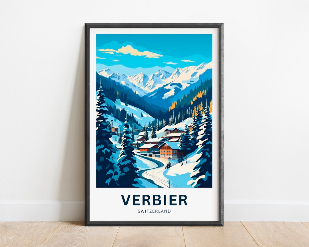 Verbier Travel Print - Verbier Poster, Switzerland Wall Art, Framed ...