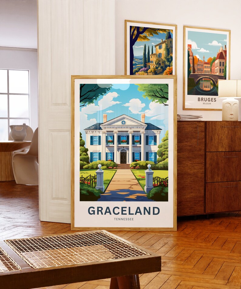 Graceland Travel Print - Graceland Poster, Tennessee Wall Art, Framed ...