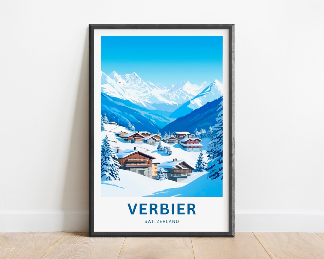 Verbier Travel Print - Verbier Poster, Switzerland Wall Art, Framed ...