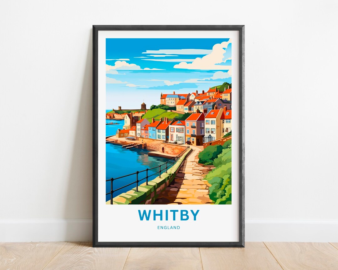 Whitby Travel Print - Whitby Poster, England Wall Art, Framed Present ...