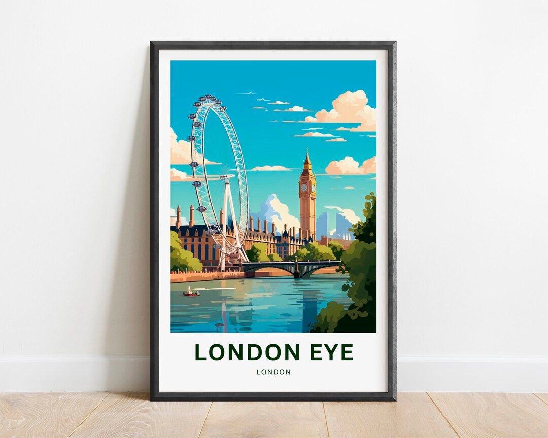 London Eye Travel Print - London Eye Poster, London Wall Art, Framed ...