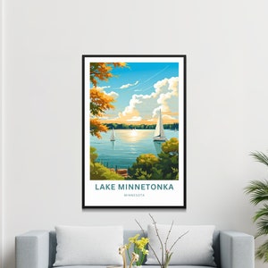 Lake Minnetonka Print: Minnesota Travel Poster, Personalized Wall Art ...