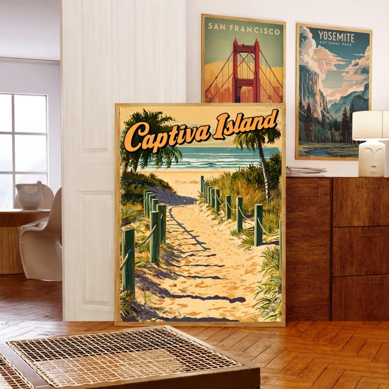 Captiva Island Vintage Travel Poster - Captiva Island Print, Florida ...
