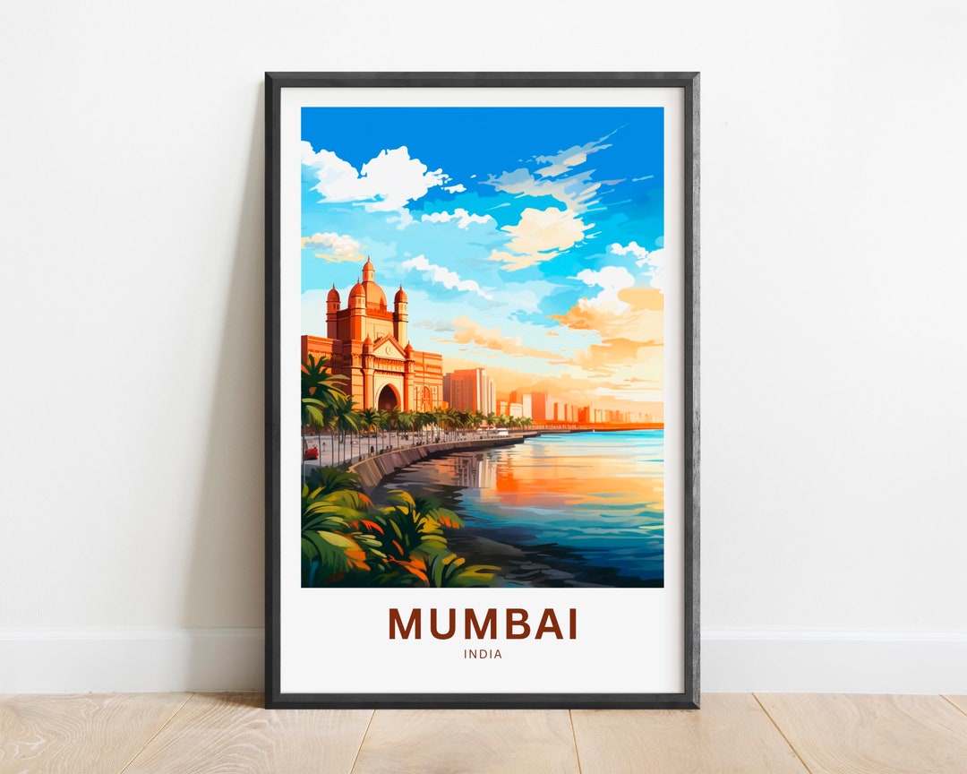 Mumbai Travel Print - Mumbai Poster, India Wall Art, Framed Present ...