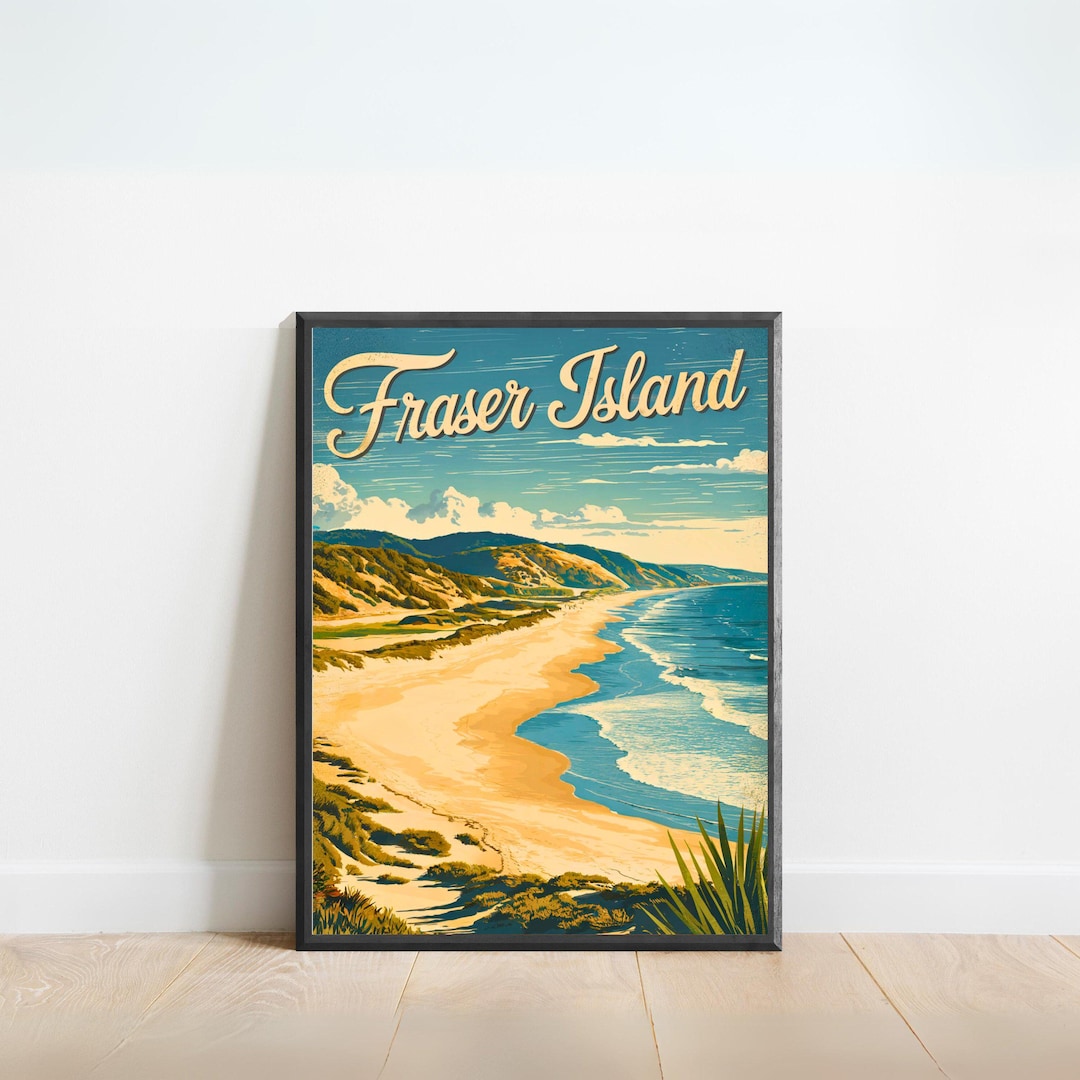 Fraser Island Vintage Travel Poster - Fraser Island Print, Australia ...