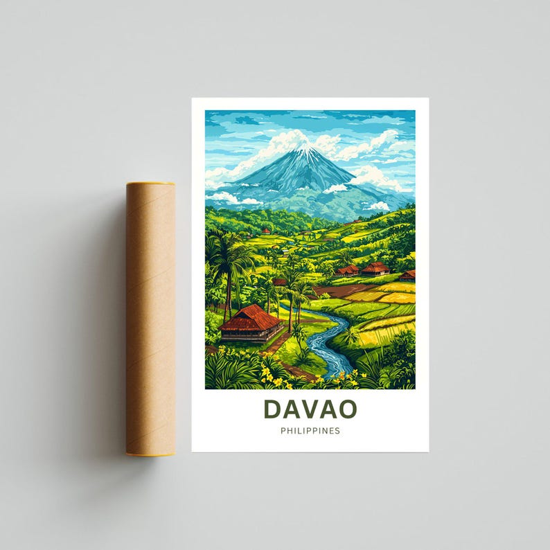 Davao Travel Print - Davao Poster, Philippines Wall Art, Framed Present ...