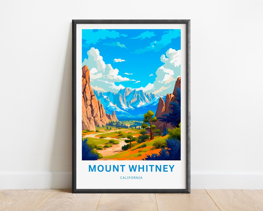 Mount Whitney Travel Print - Mount Whitney Poster, California Wall Art ...