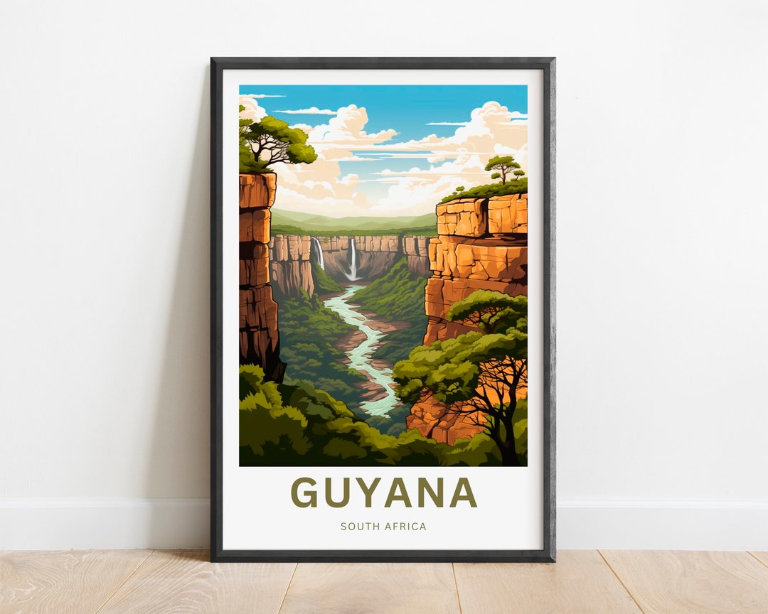 Guyana Print Guyana Poster, South Africa Wall Art, Framed Present, Gift ...