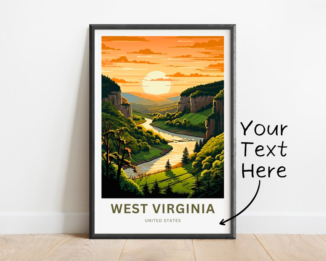 Personalized West Virginia Travel Print - West Virginia Poster, United ...