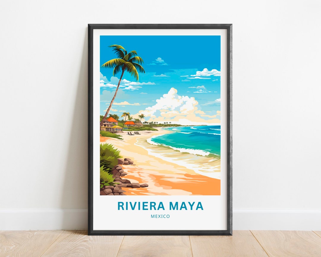 Riviera Maya Print: Mexico Travel Poster, Beach Wall Art - Etsy