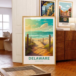 Delaware Travel Print - Delaware Poster, United States Wall Art, Framed ...