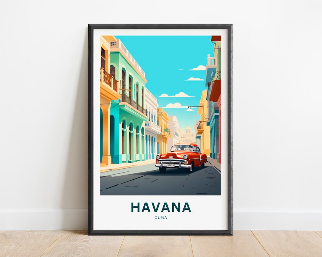 Havana Travel Print - Havana Poster, Cuba Wall Art, Framed Present ...