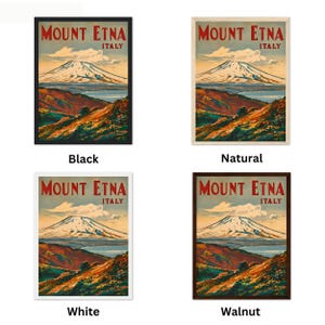 Mount Etna Vintage Travel Poster - Mount Etna Print, Sicily, Italy Wall ...