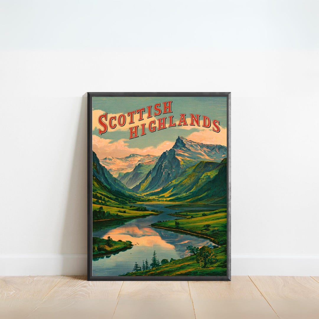 Scottish Highlands Vintage Travel Poster - Scottish Highlands Print ...