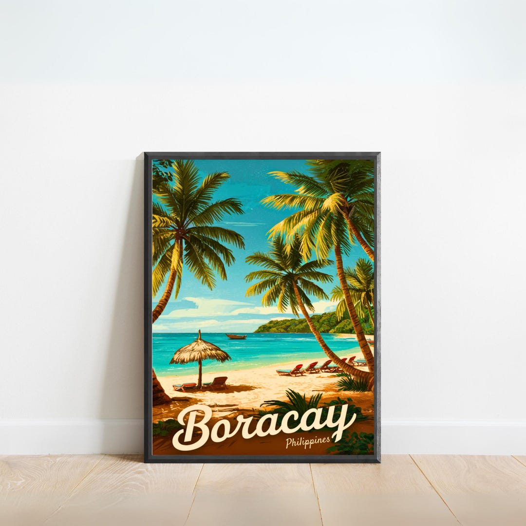 Boracay Vintage Travel Poster - Boracay Print, Philippines Wall Art ...