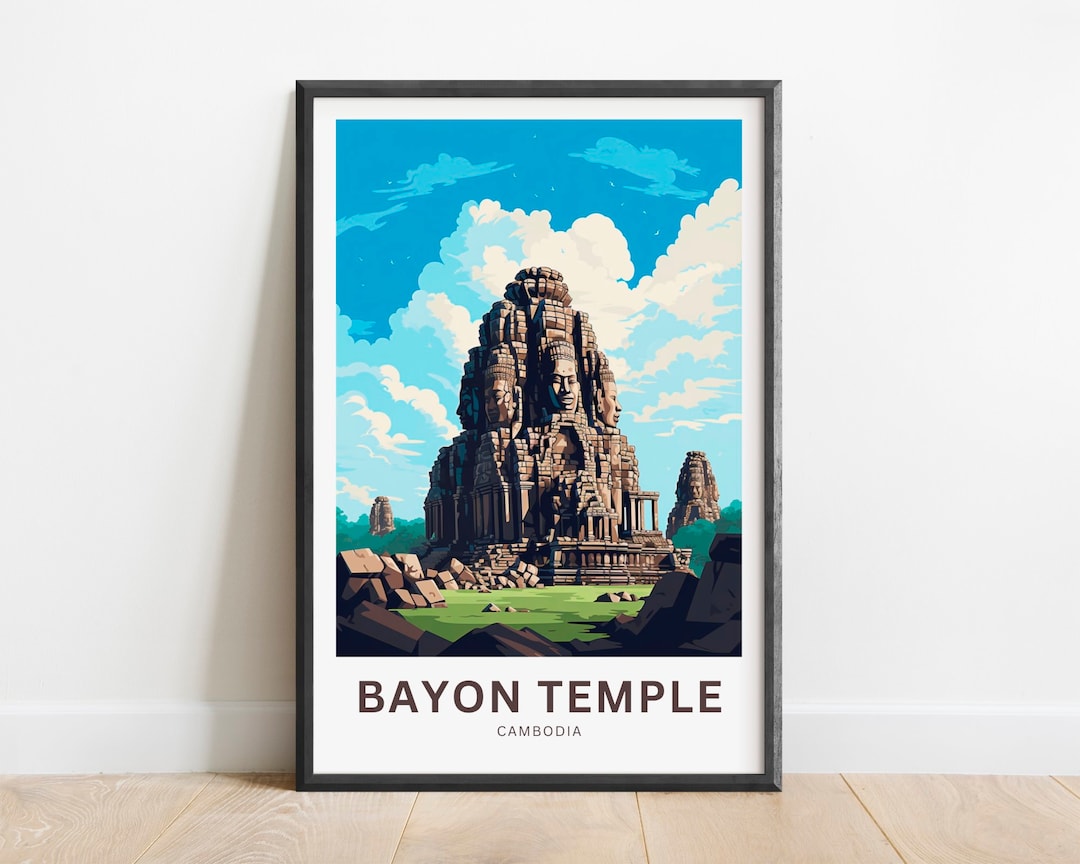 Buy Bayon Temple Travel Print Bayon Temple Poster, Cambodia Wall Art ...