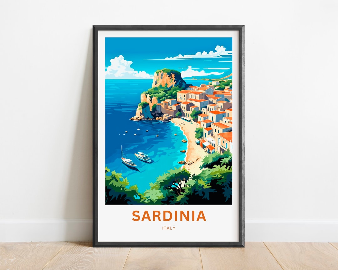 Sardinia Travel Print - Sardinia Poster, Italy Wall Art, Framed Present ...
