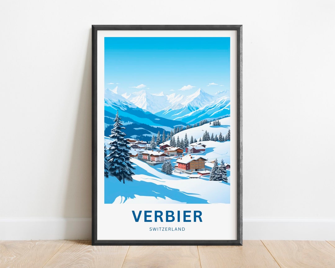 Verbier Travel Print - Verbier Poster, Switzerland Wall Art, Framed ...