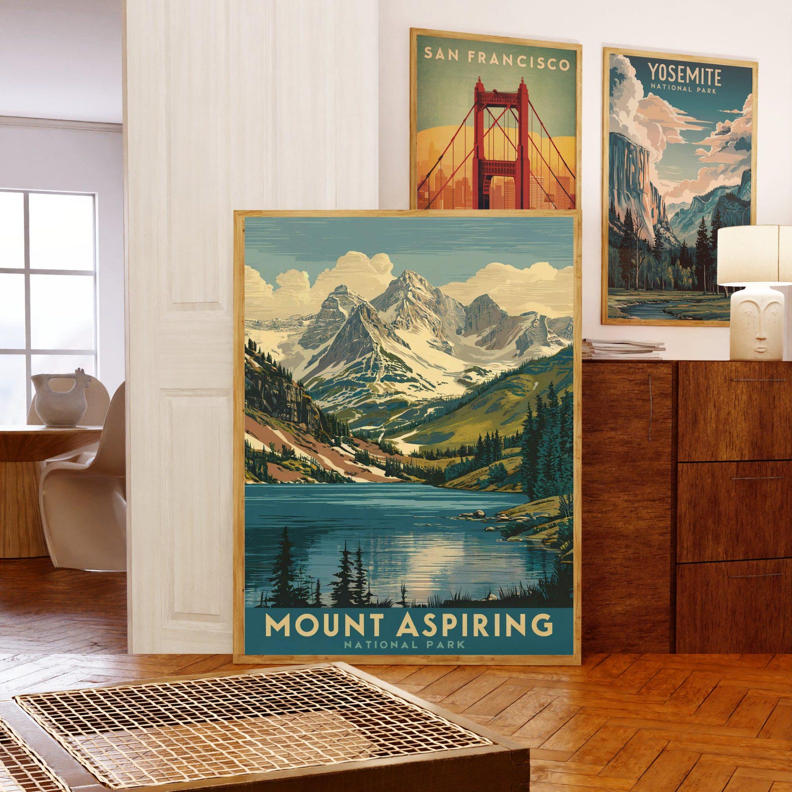 Mount Aspiring National Park Vintage Travel Poster - Mount Aspiring ...