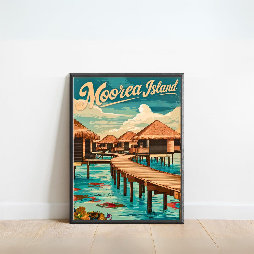Moorea Island Vintage Travel Poster - Moorea Island Print, French ...