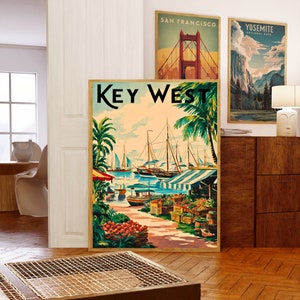 Key West Vintage Travel Poster, Key West Print, Florida Wall Art ...