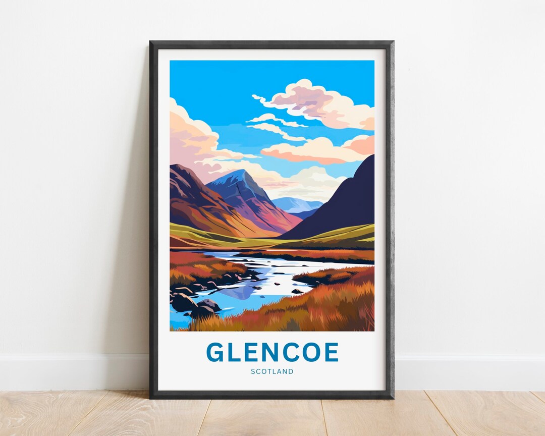 Glencoe Travel Print - Glencoe Poster, Scotland Wall Art, Framed ...