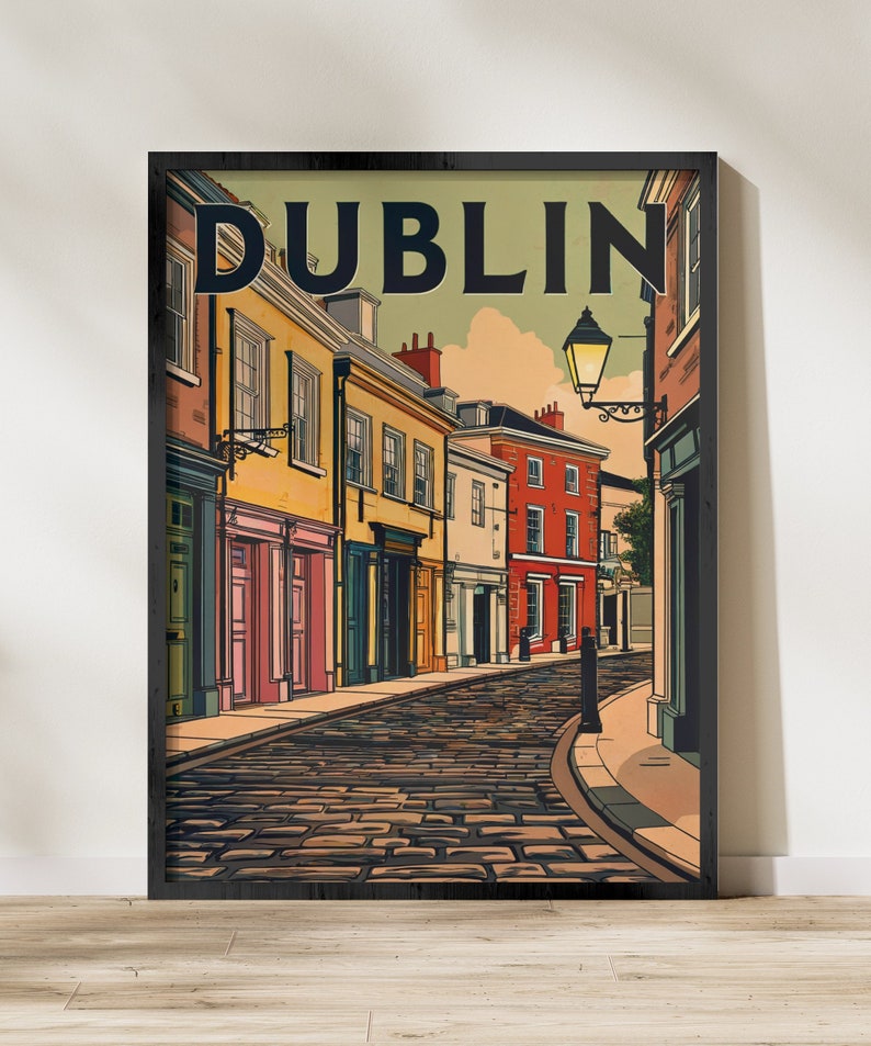 Dublin Vintage Travel Poster - Dublin Print, Ireland Wall Art, Framed ...