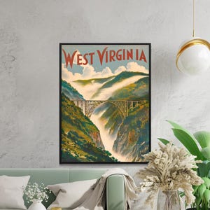 West Virginia Vintage Travel Poster - West Virginia Print, Appalachian ...