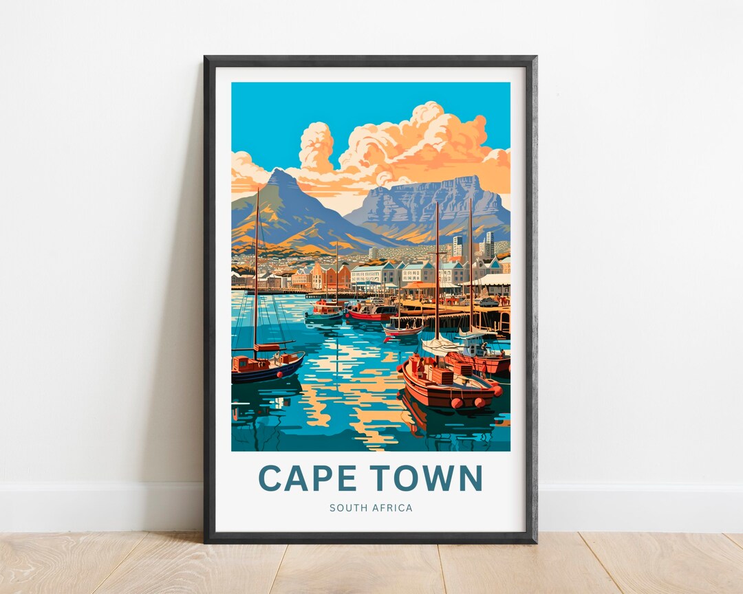 Cape Town Travel Print Cape Town Poster, Africa Wall Art, Framed ...