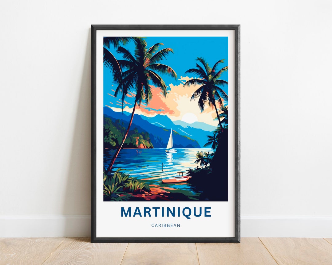 Martinique Travel Print - Martinique Poster, Caribbean Wall Art, Framed ...
